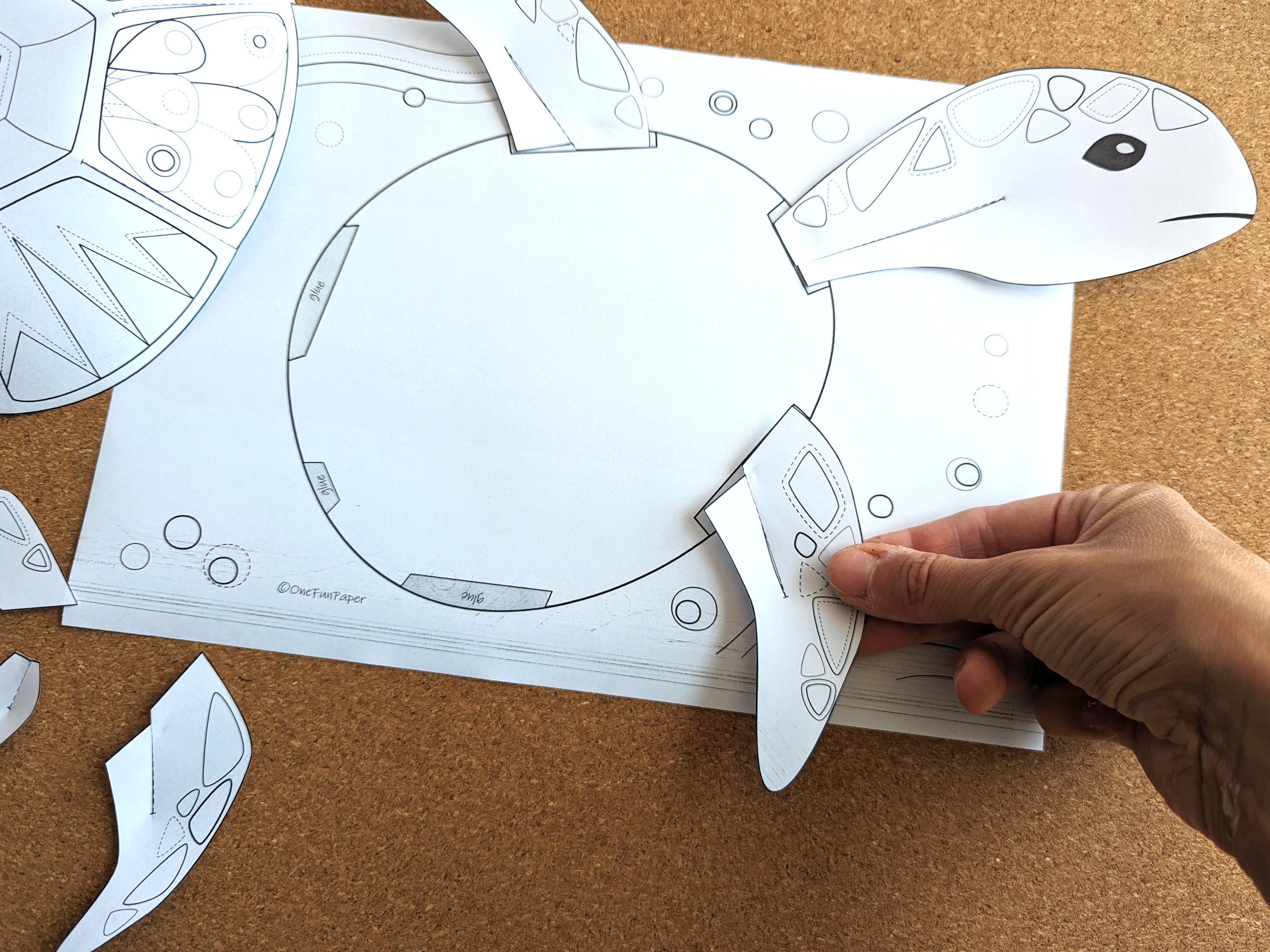 The Colorful Turtle Simple Paper Craft Template, Printable 3D Activity ...