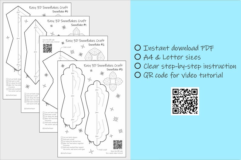 Easy 3D Snowflakes Paper Craft: Winter Cut and Paste Activity for Kids ...