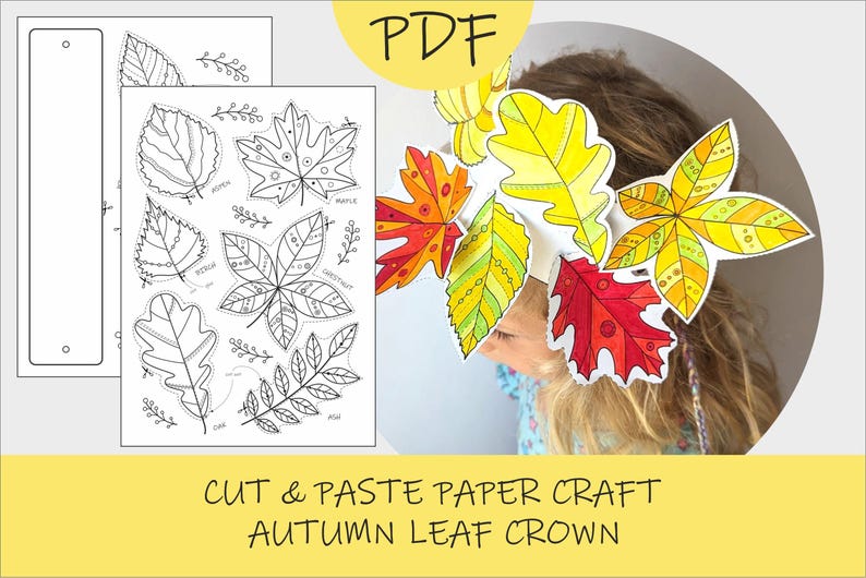 Printable Autumn Leaf Crown Craft: Kids Fall Paper Activity (PDF ...