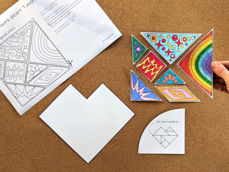 Patchwork Heart Craft for Kids: Valentine’s Day Printable, Tangram ...