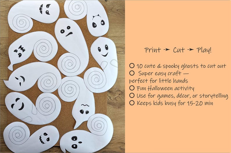 10 Halloween Ghosts Cut Out Craft | Easy Printable PDF for Kids ...