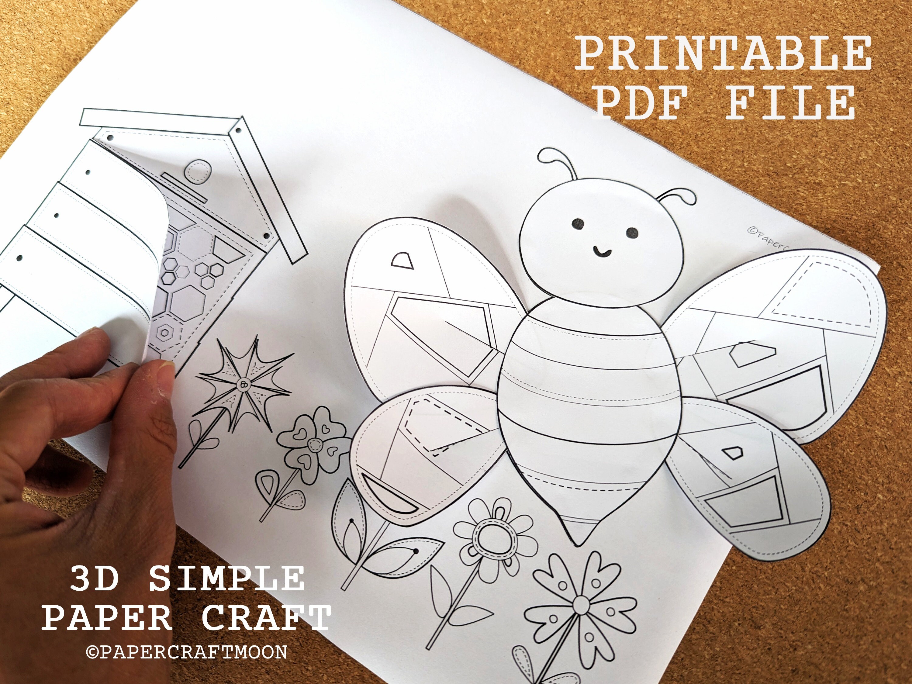 3D Bee Simple Kids Paper Craft, 3D Collage, Summer Preschool Activity ...