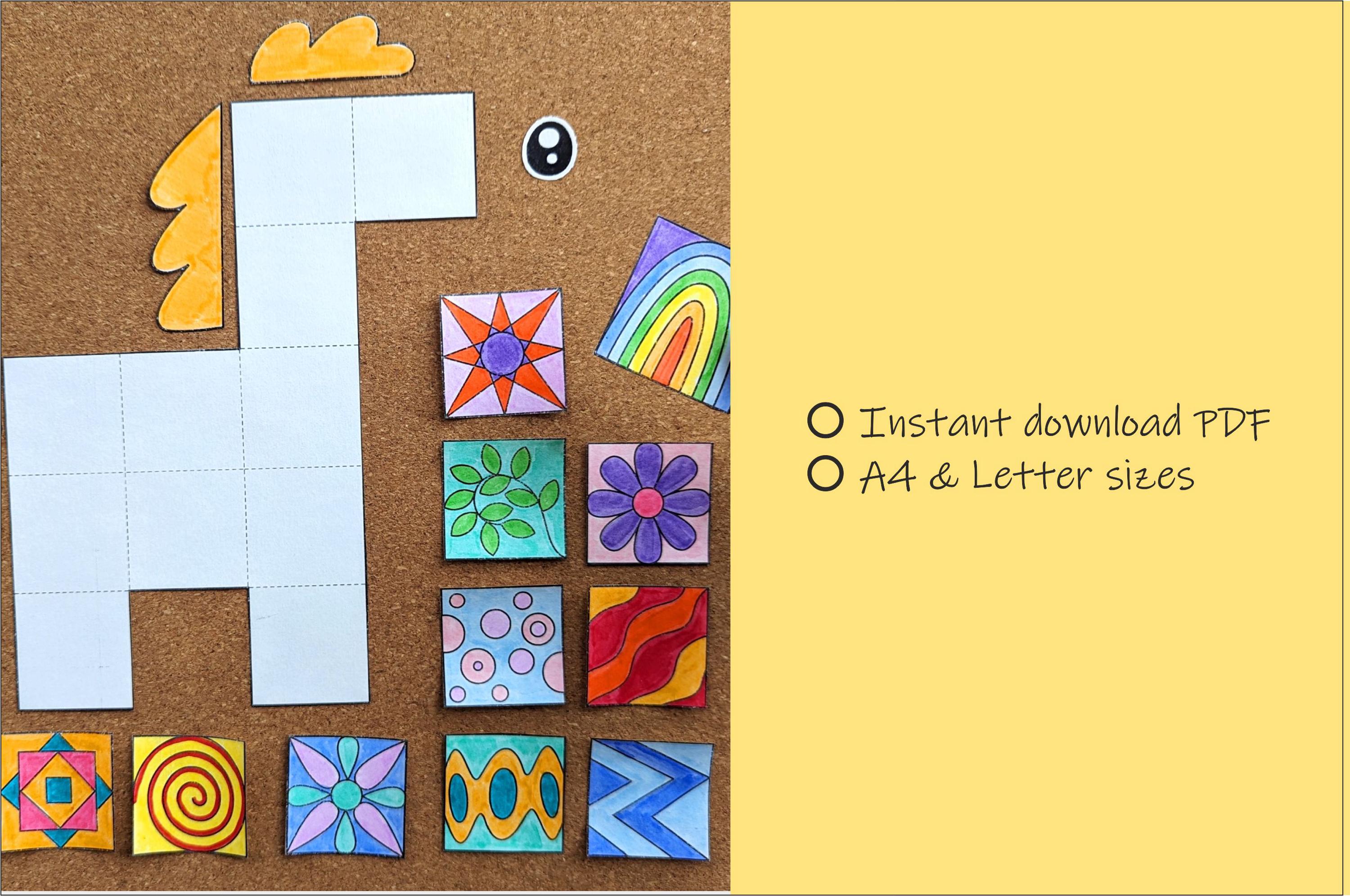 Patchwork Horse Craft Template: Fun and Easy Paper Activity for Kids ...