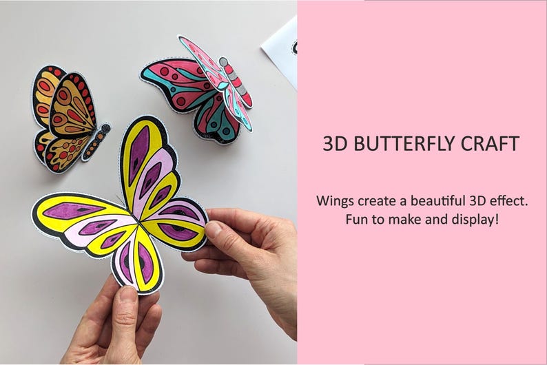 3D Butterfly Paper Craft for Kids | Easy Spring Activity | Hanging ...