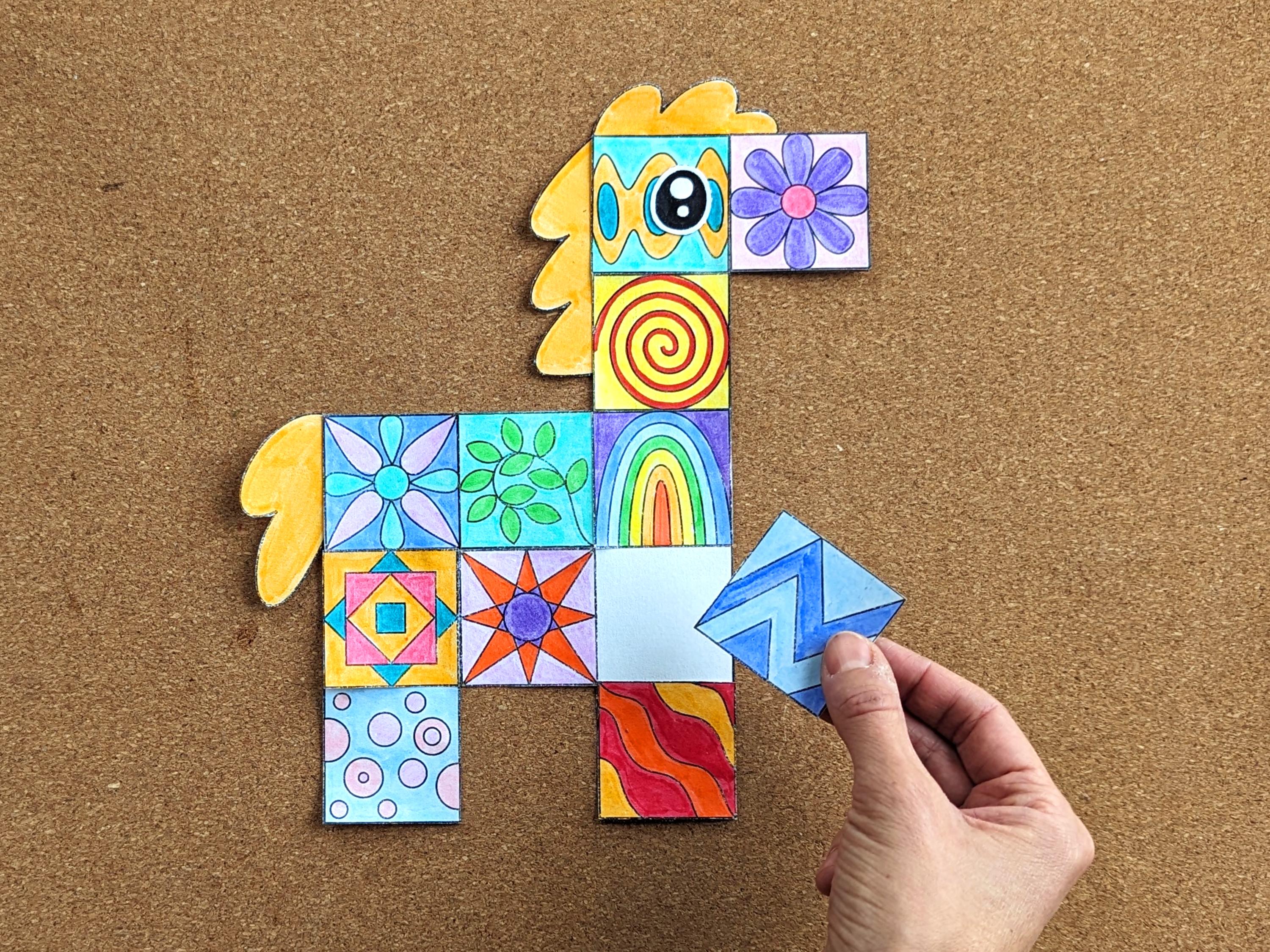 Patchwork Horse Craft Template: Fun and Easy Paper Activity for Kids ...