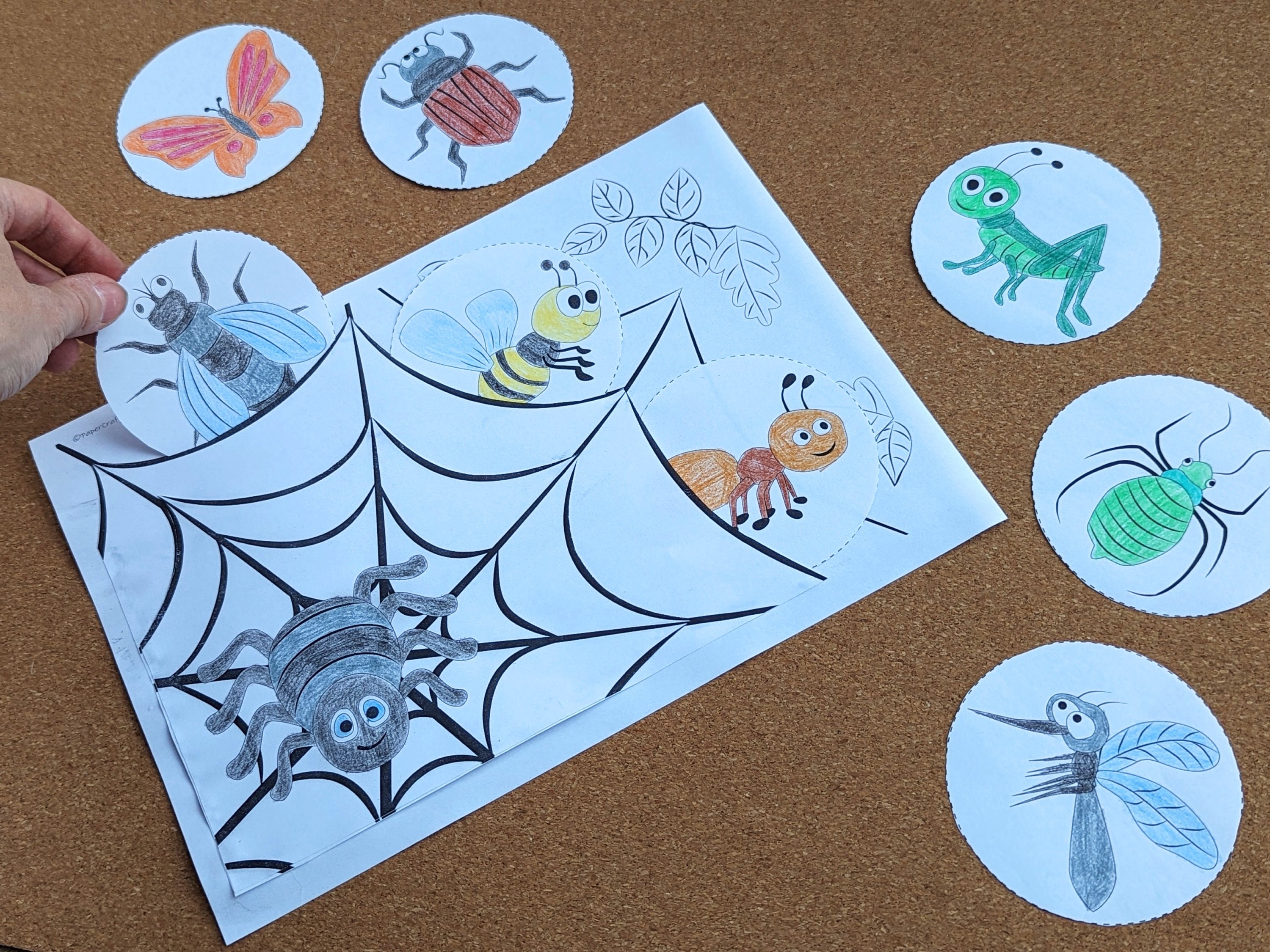 Spider and Insects Paper Craft, Kids Coloring Pages, Homeschool ...