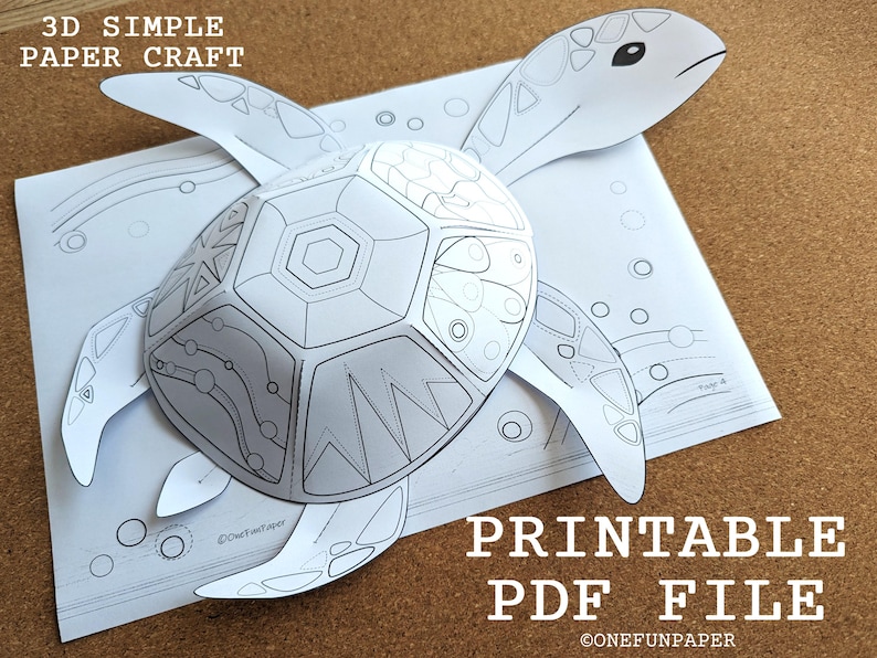 Colorful Turtle Paper Craft Template: Cut and Paste Animal Activity for ...