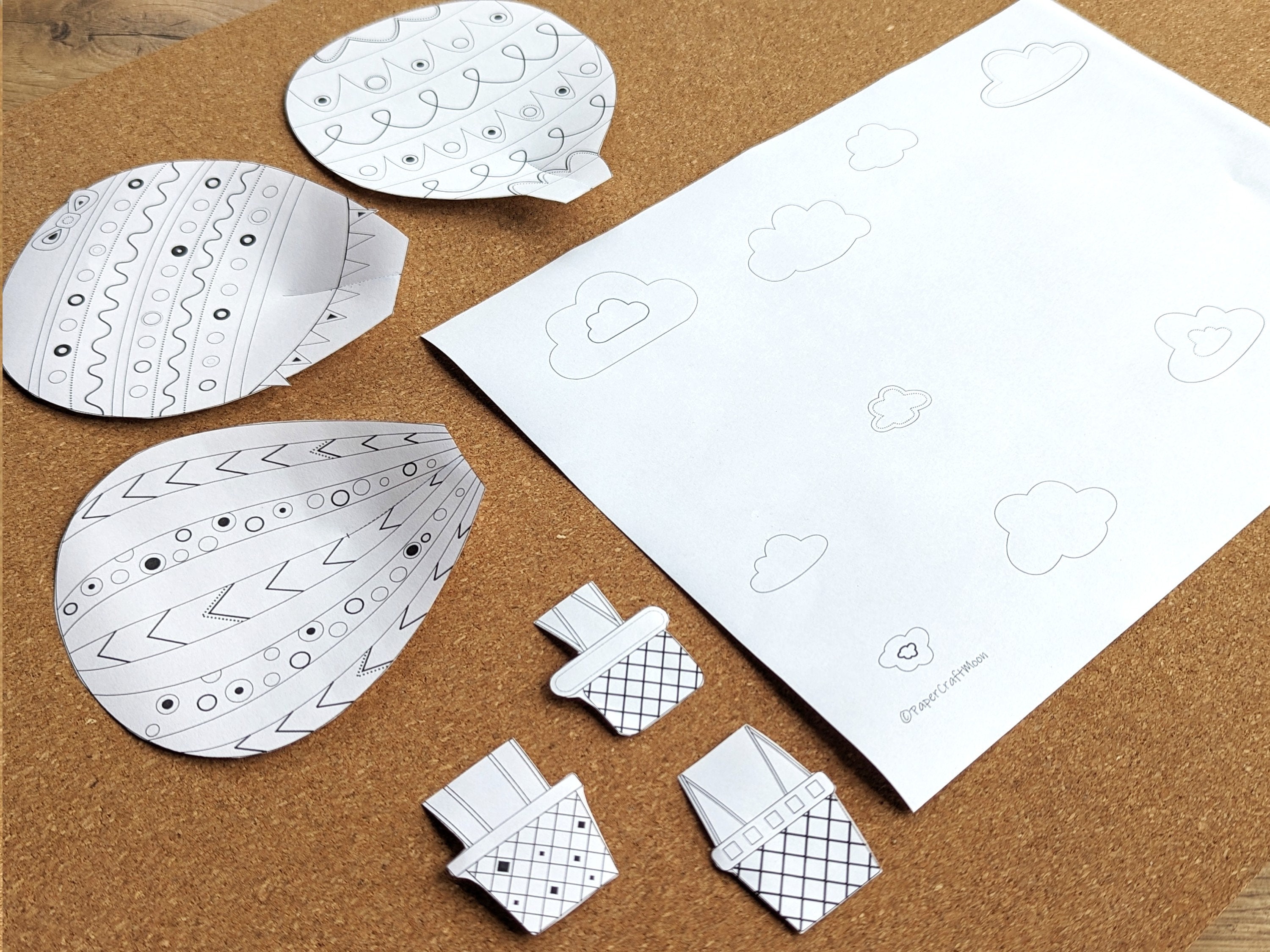 3D Hot Air Balloons Simple Paper Craft for Kids, Preschool Activity ...