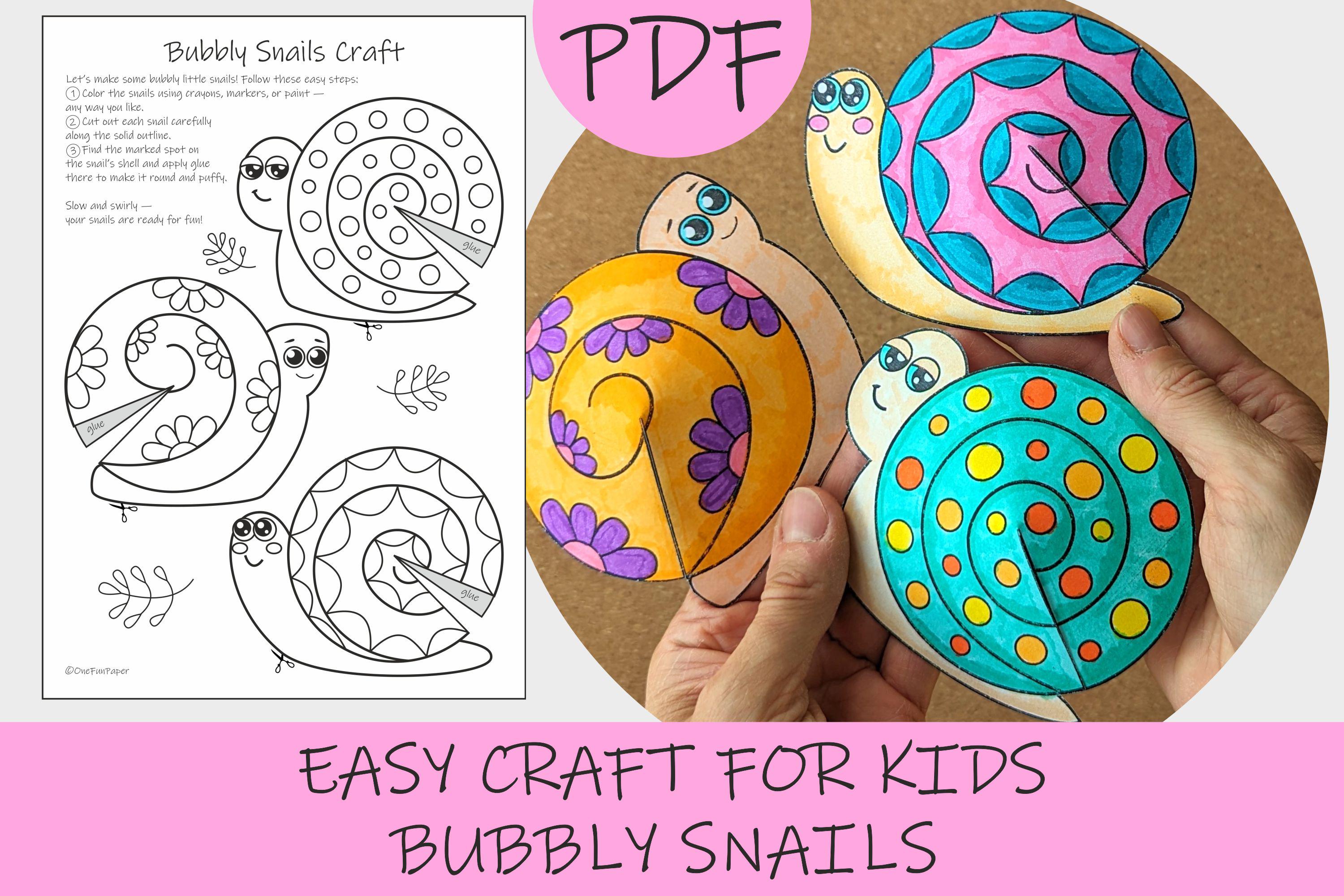 Bubbly Snails Craft: Easy 3D Paper Activity for Kids (printable PDF) - Etsy