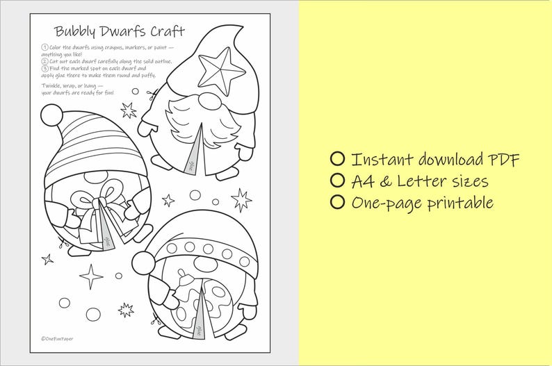 3D Christmas Dwarfs Paper Craft: Easy Preschool Holiday Activity ...