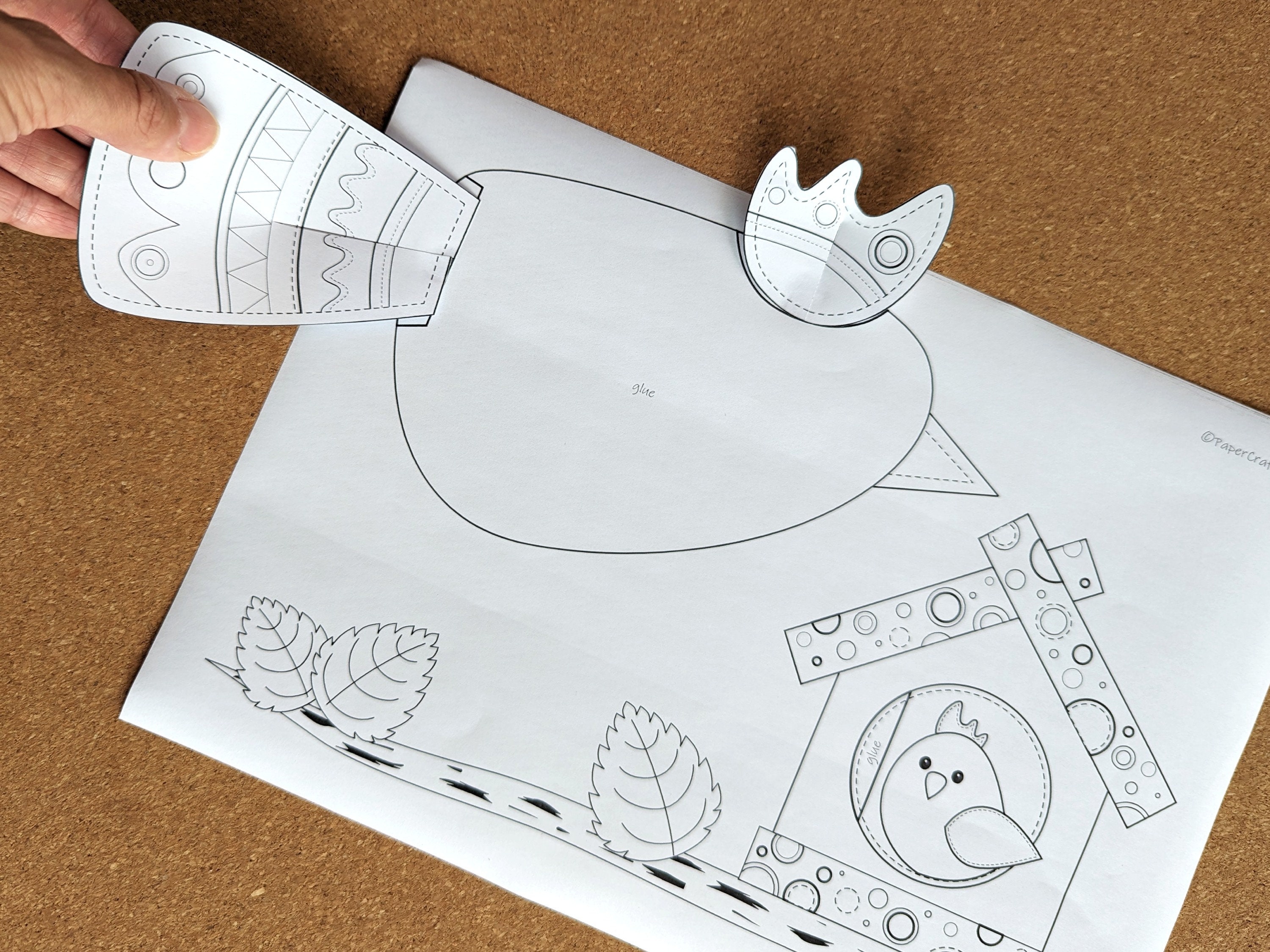 3D Bird Simple Paper Craft for Kids, Preschool Activity, Kids Coloring ...