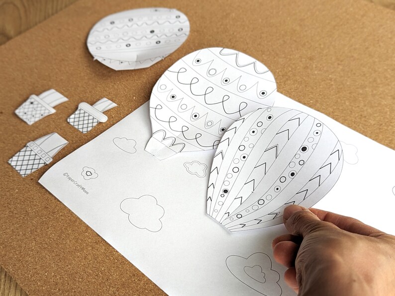 3D Hot Air Balloons Simple Paper Craft for Kids, Preschool Activity ...
