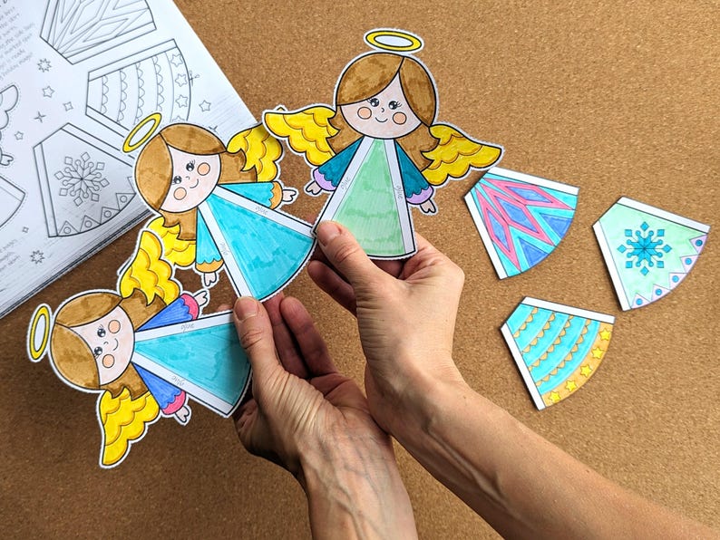 3D Christmas Angel Paper Craft: Easy Kids Holiday Activity (printable ...