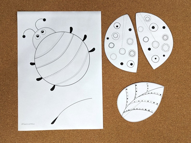 3D Ladybug Simple Paper Craft for Kid, Spring Printable Craft, Coloring ...