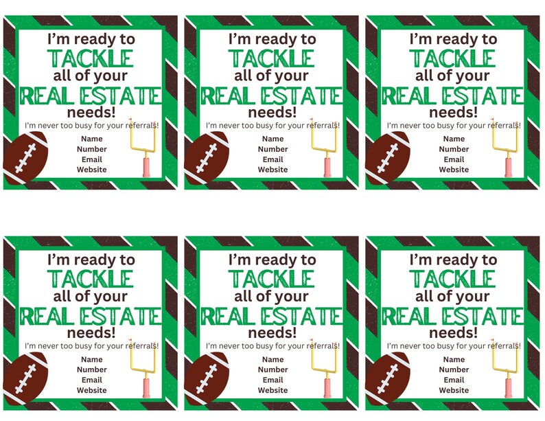 Football Pop-by Tag for Realtors & Lenders - Etsy