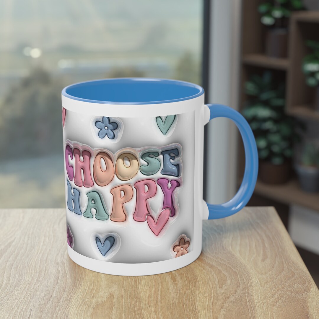 3D Bubble Mug 3D Choose Happy Mug 3D Floral Heart Mug - Etsy