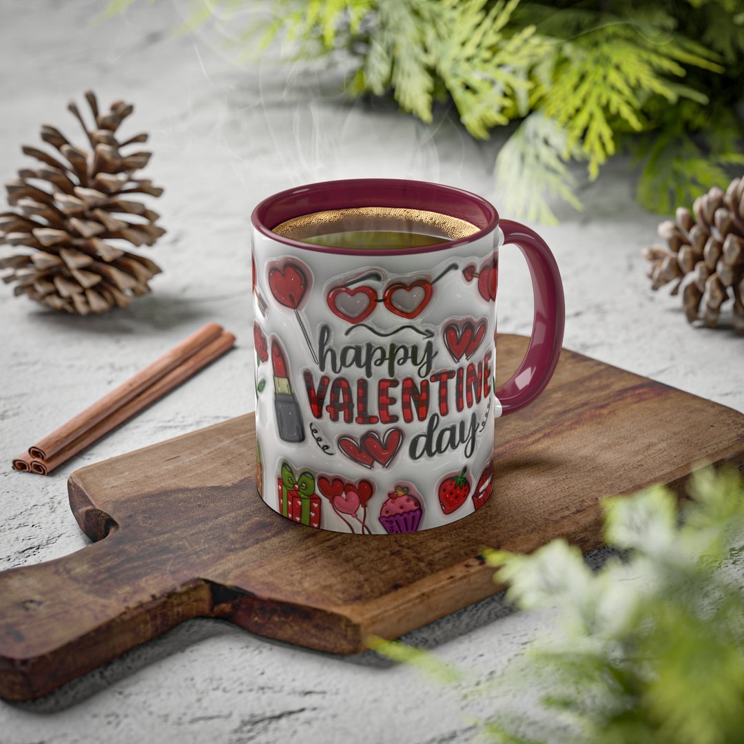 3D Inflated Happy Valentine Day Mug - 3D Valentine's Day Puffy Mug ...