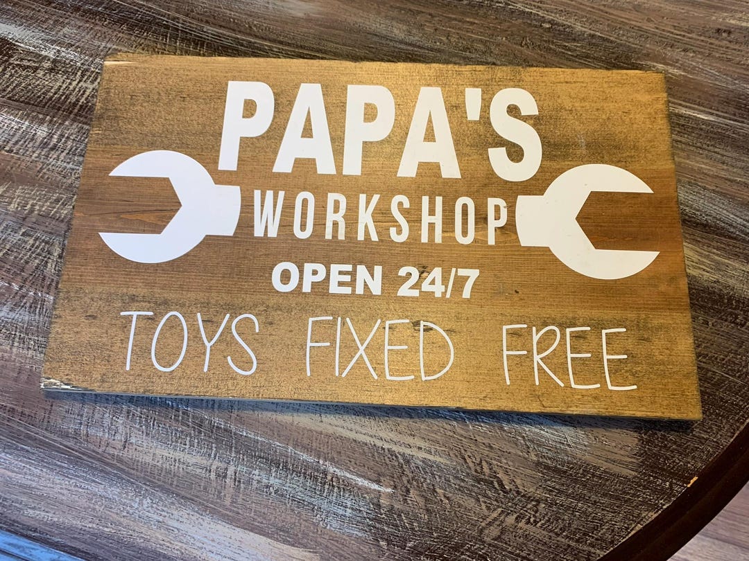 Papa's Workshop-custom Wooden Sign – Vinyl on Wood Wall Decor – Custom ...