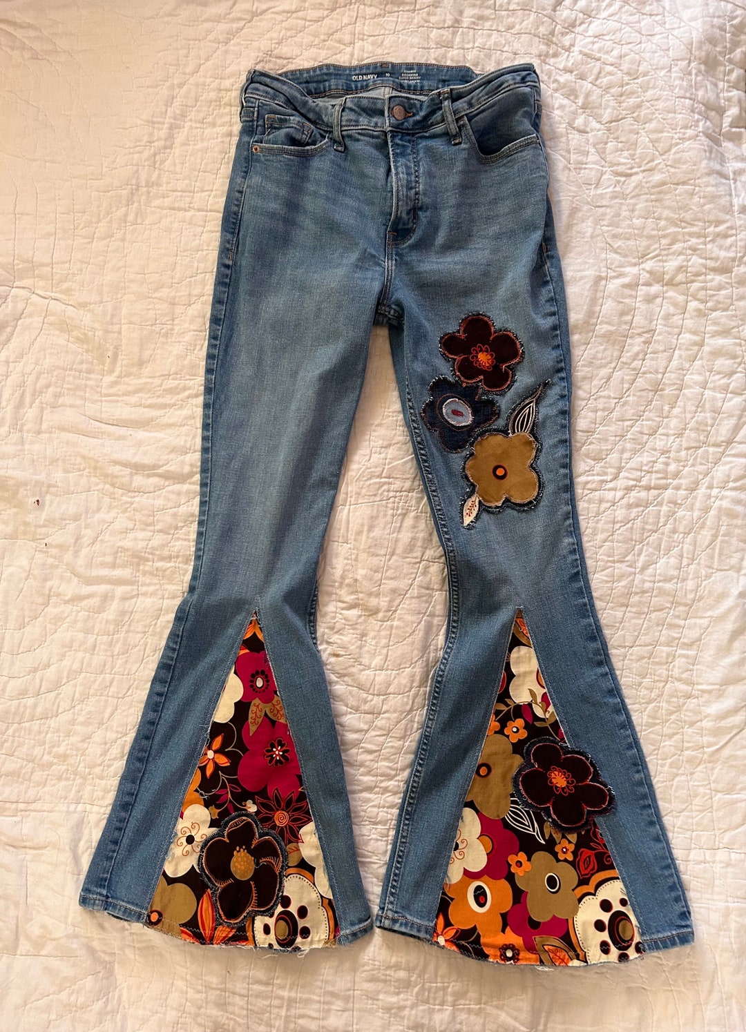 Flower Power Bell Bottom Jeans - Etsy