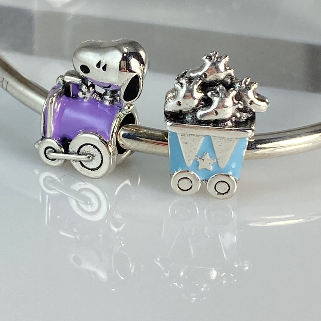 Sterling Silver Peanuts Snoopy & Woodstock Train Charm - Etsy