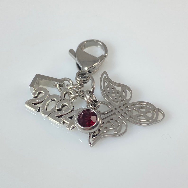 2024 Graduation Guardian Angel Initial Letter Birthstone Dangle Charm ...