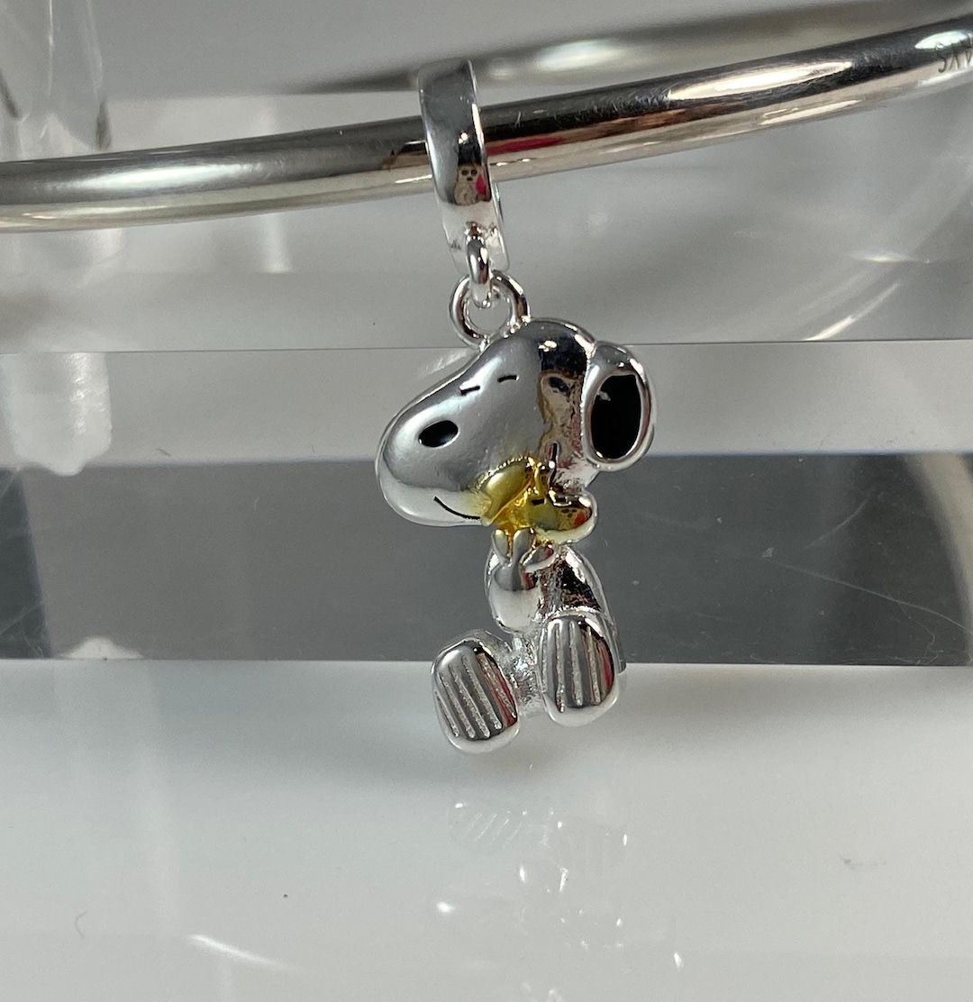 Sterling Silver Peanuts Snoopy Hugging Woodstock Dangle Charm - Etsy