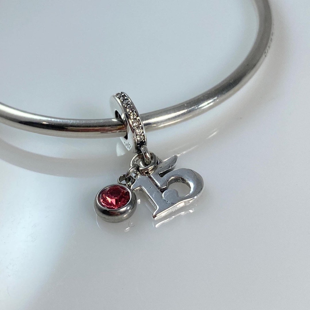 Sterling Silver 15th Birthday With Birthstone Dangle Charm - Etsy