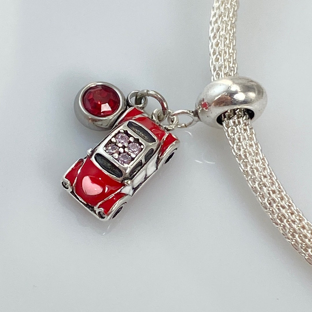 Sterling Silver Red Enamel Sport Car Dangle Charm With Birthstone - Etsy