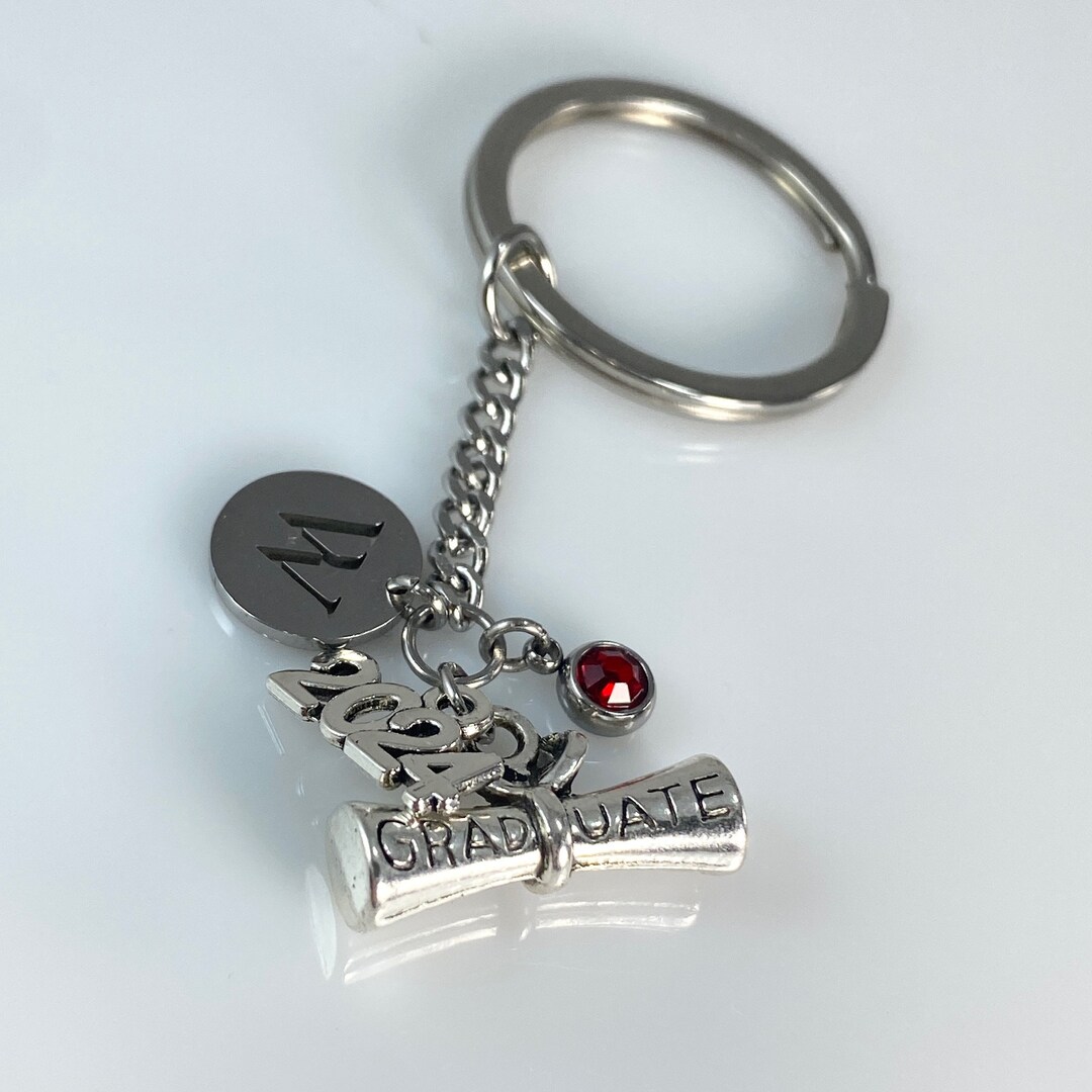 2024 2025 2026 Graduation With Letter and Birthstone Keychain Made in ...