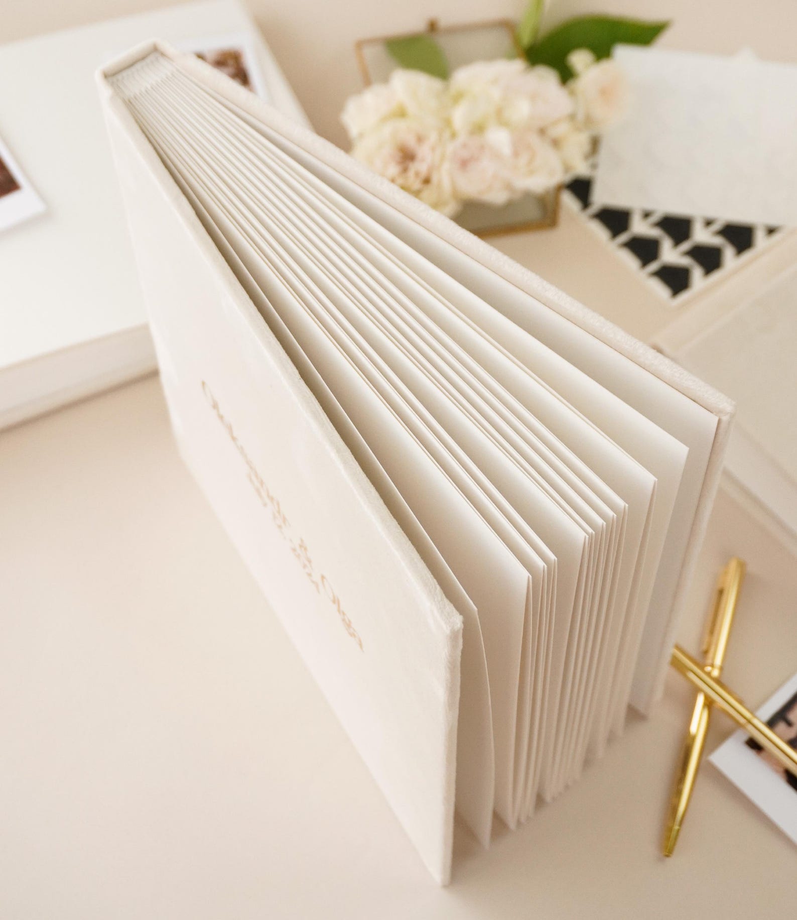 Custom Elegant Wedding Photo Album/guest Book in Velvet Hardcover for ...