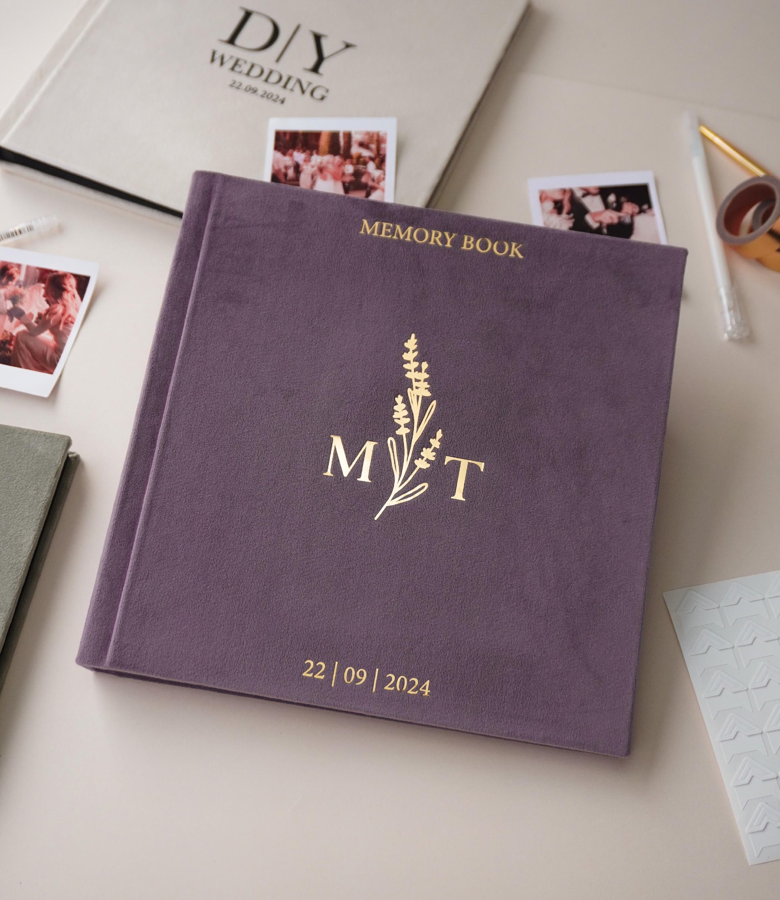 Custom Elegant Wedding Photo Album/guest Book in Velvet Hardcover for ...