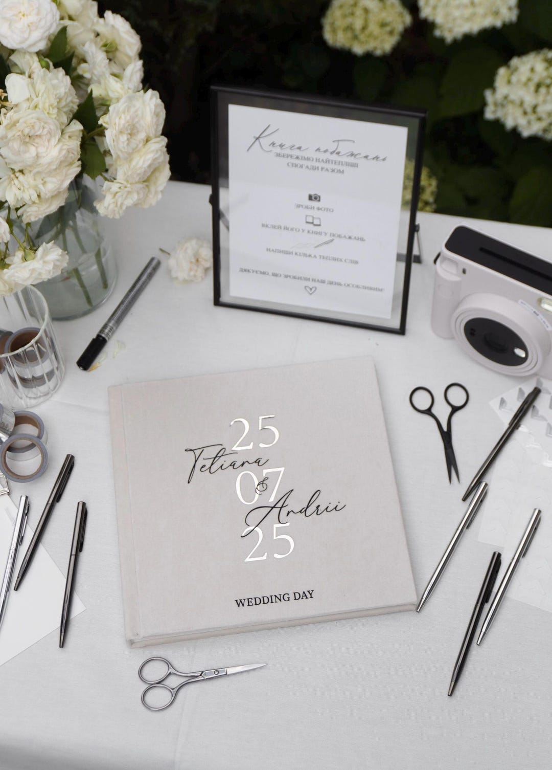 Wedding Guest Book/photo Album, Custom Gift in Velvet Hardcover With ...