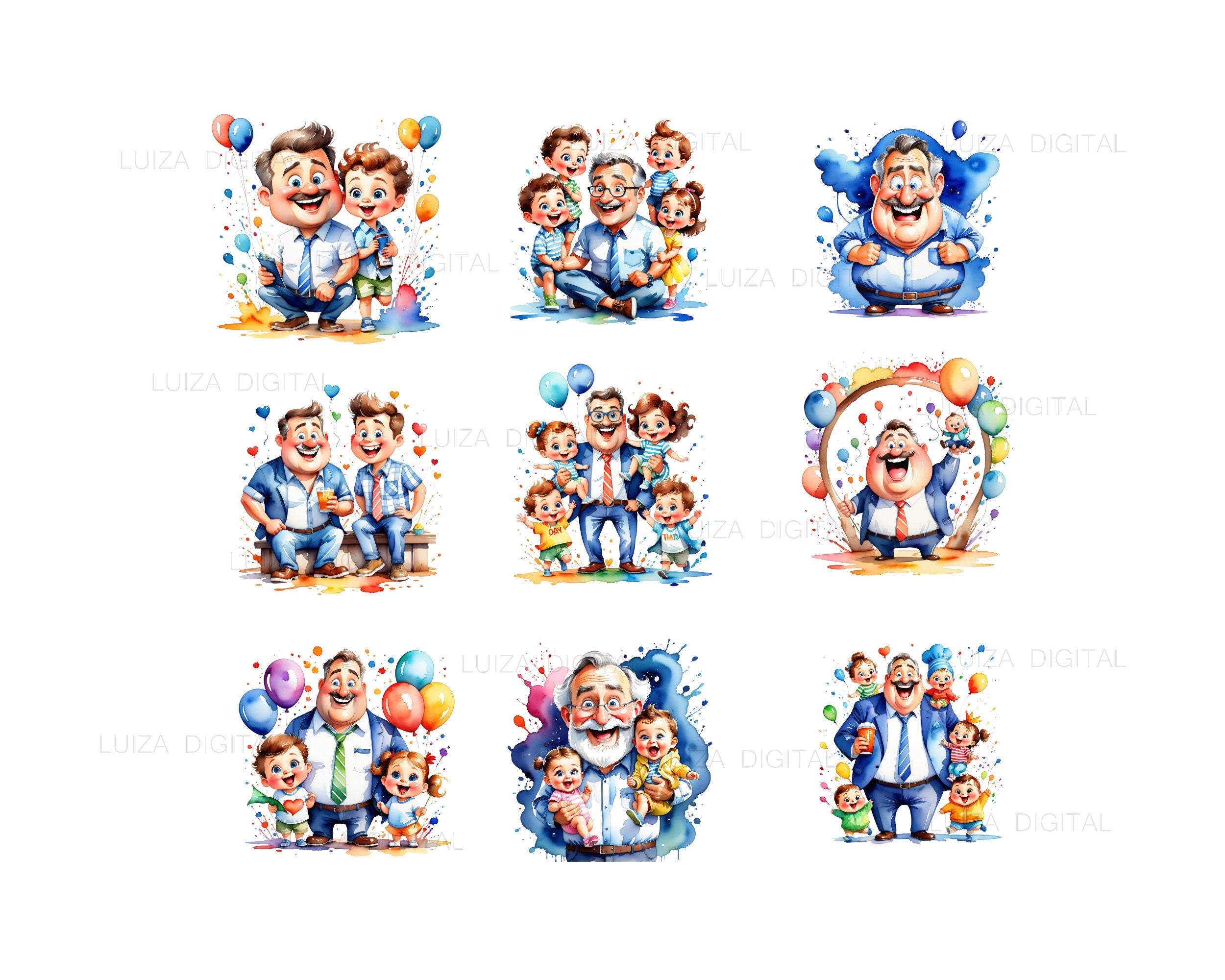 Fathers Day Clipart Bundle, Dad, Kids, Crazy Family PNG, Family ...