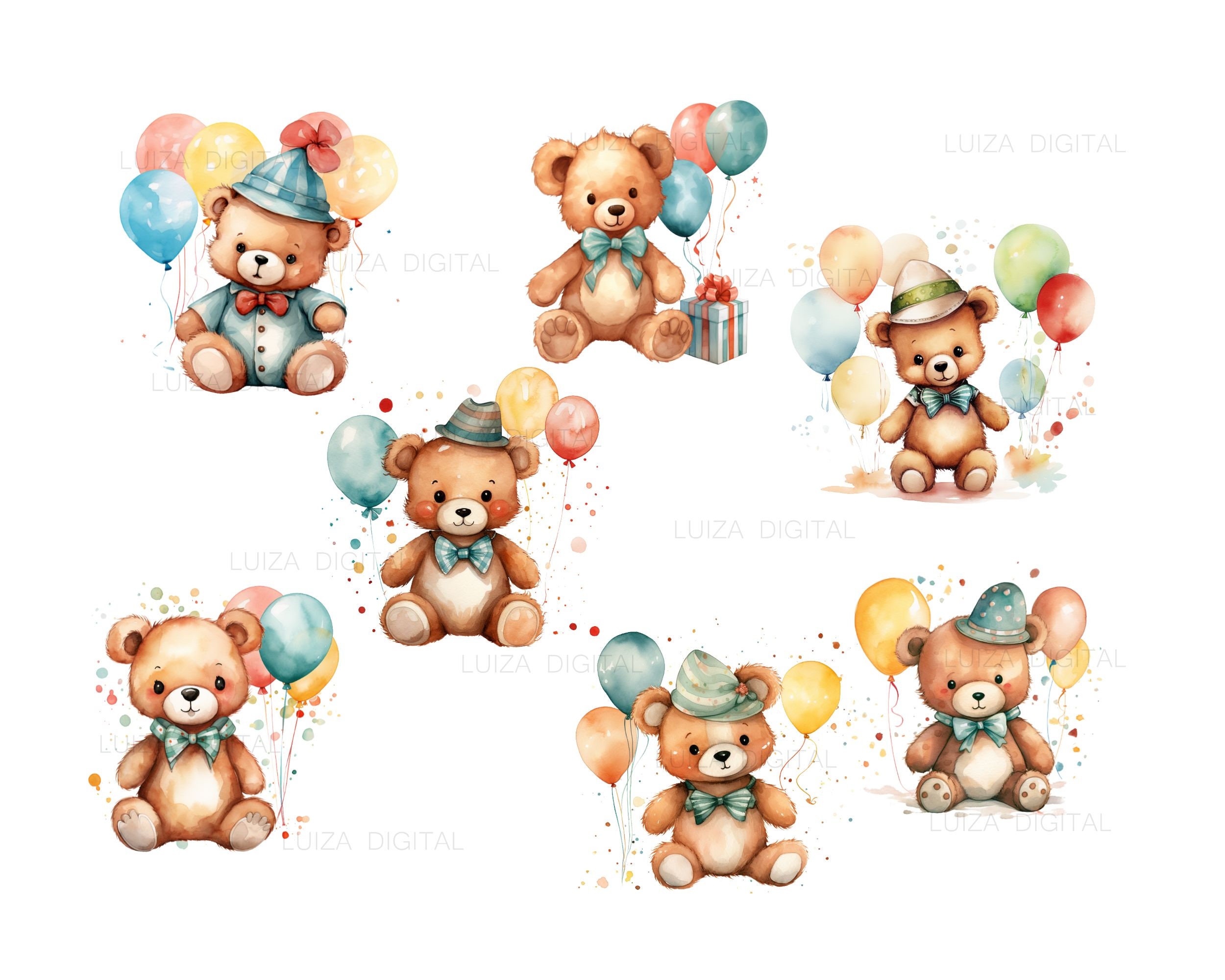 Bear With Balloons PNG, Baby Bear Sublimation, Balloons Clipart, Boy ...