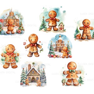 Watercolor Gingerbread Man Clipart, Christmas Cookie, Gingerbread House ...