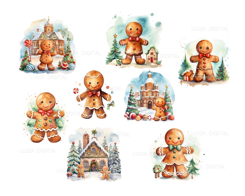 Watercolor Gingerbread Man Clipart Christmas Cookie - Etsy