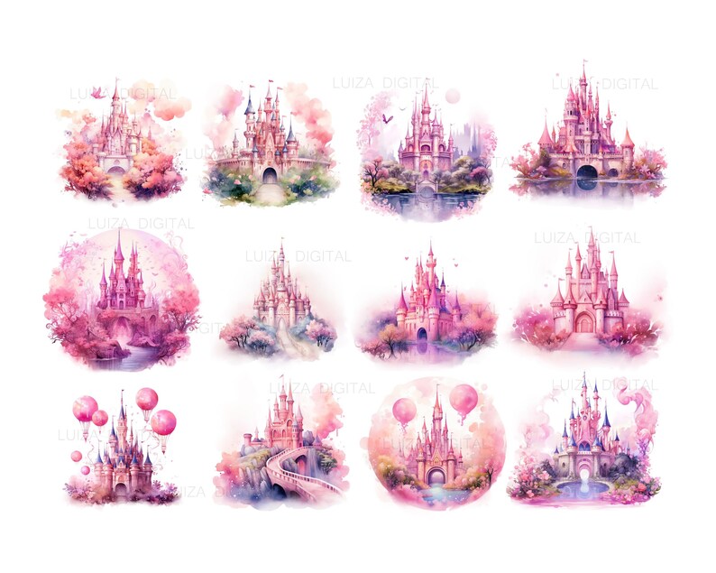 Princess Castle Clipart Baby Girl Watercolor Clipart Little - Etsy