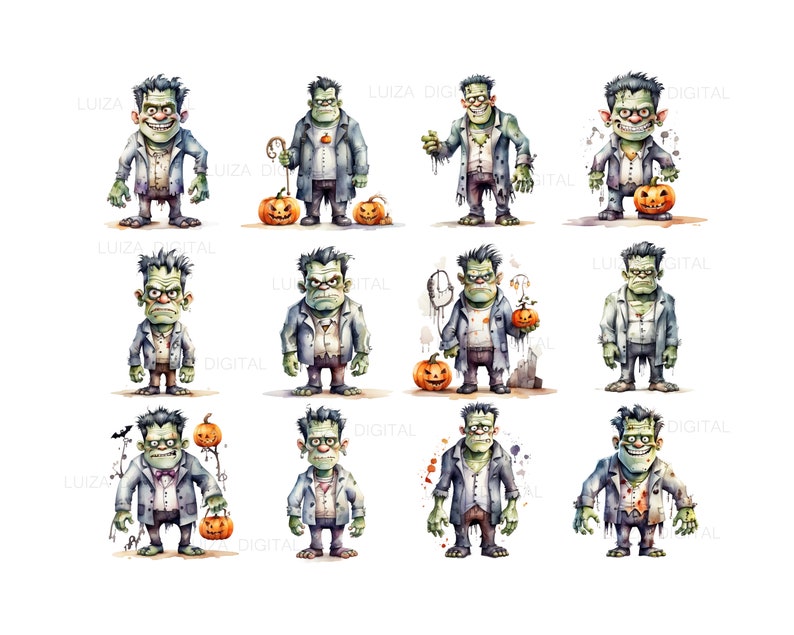 Frankenstein Clipart, Halloween Monster Clipart, Spooky Png, Gothic ...