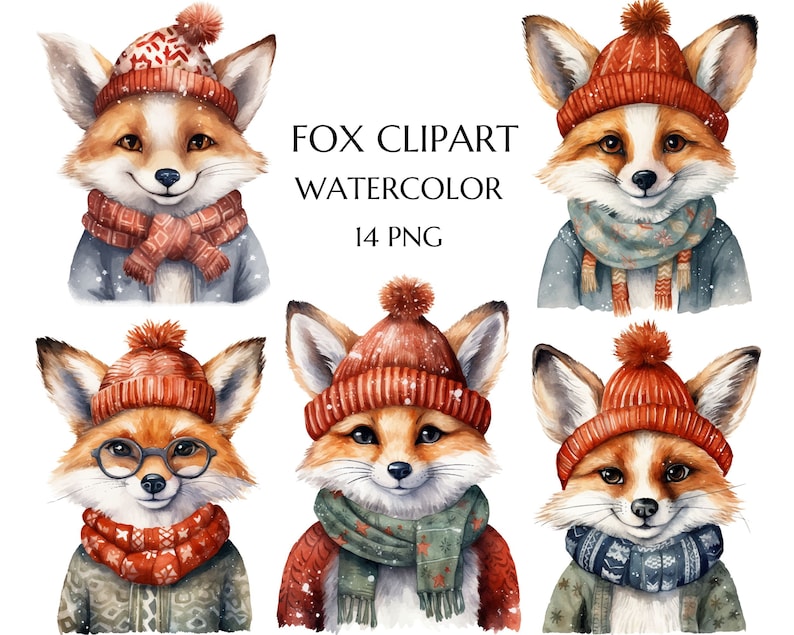 Watercolor Fox Clipart Woodland Animal Png Clipart Fall - Etsy