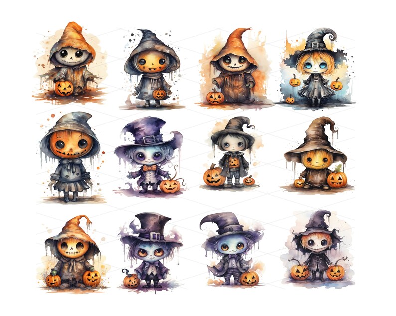 Watercolor Halloween Clipart, Cute Halloween, Pastel Halloween Clipart ...