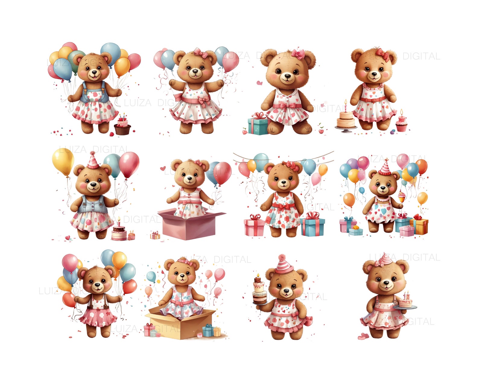 Birthday Teddy Bear Clipart, High Quality PNG, Teddy Bear Clipart, Girl ...