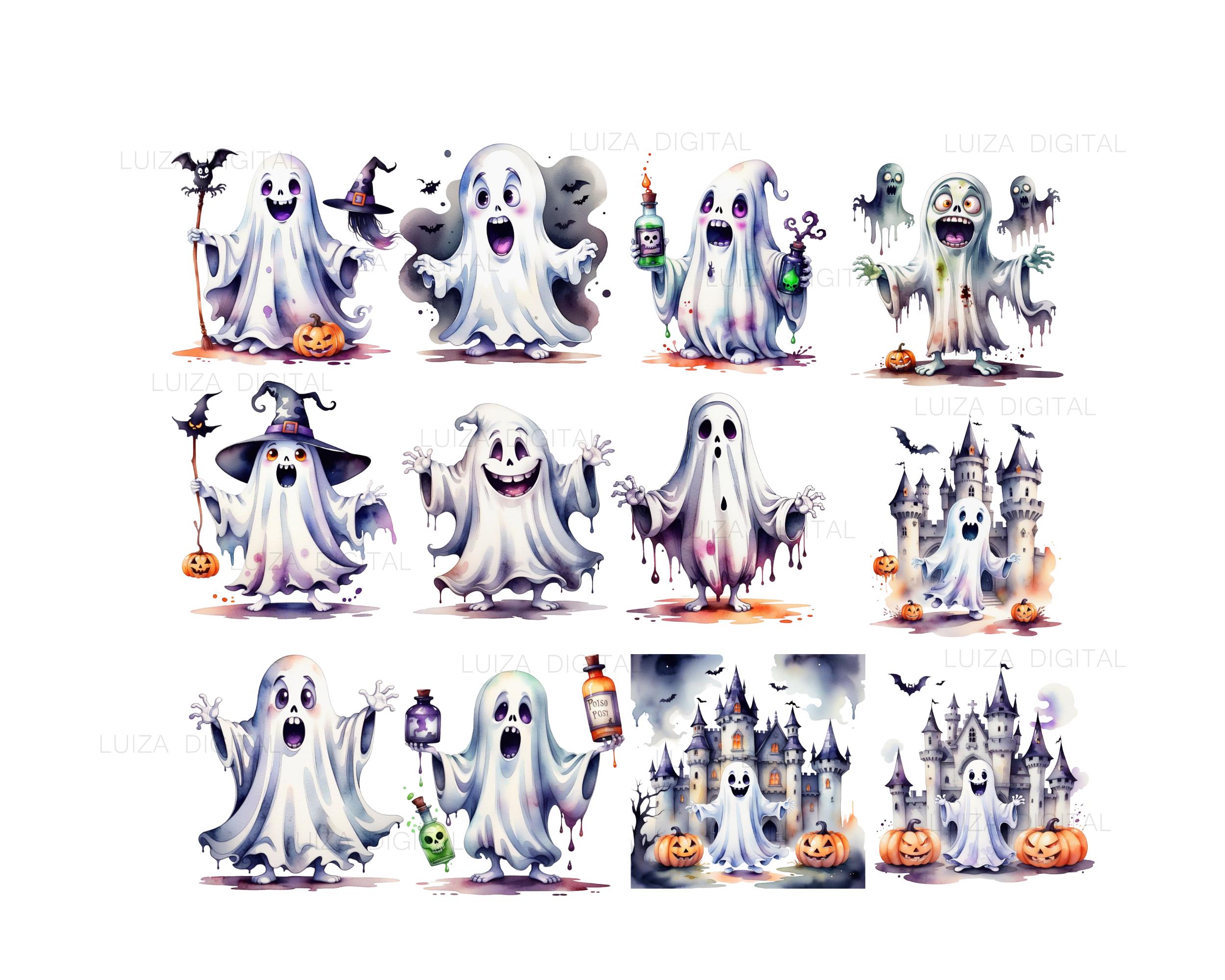 Halloween Ghost Clipart, Halloween Pumpkin Clipart Bundle, Cute Autumn ...
