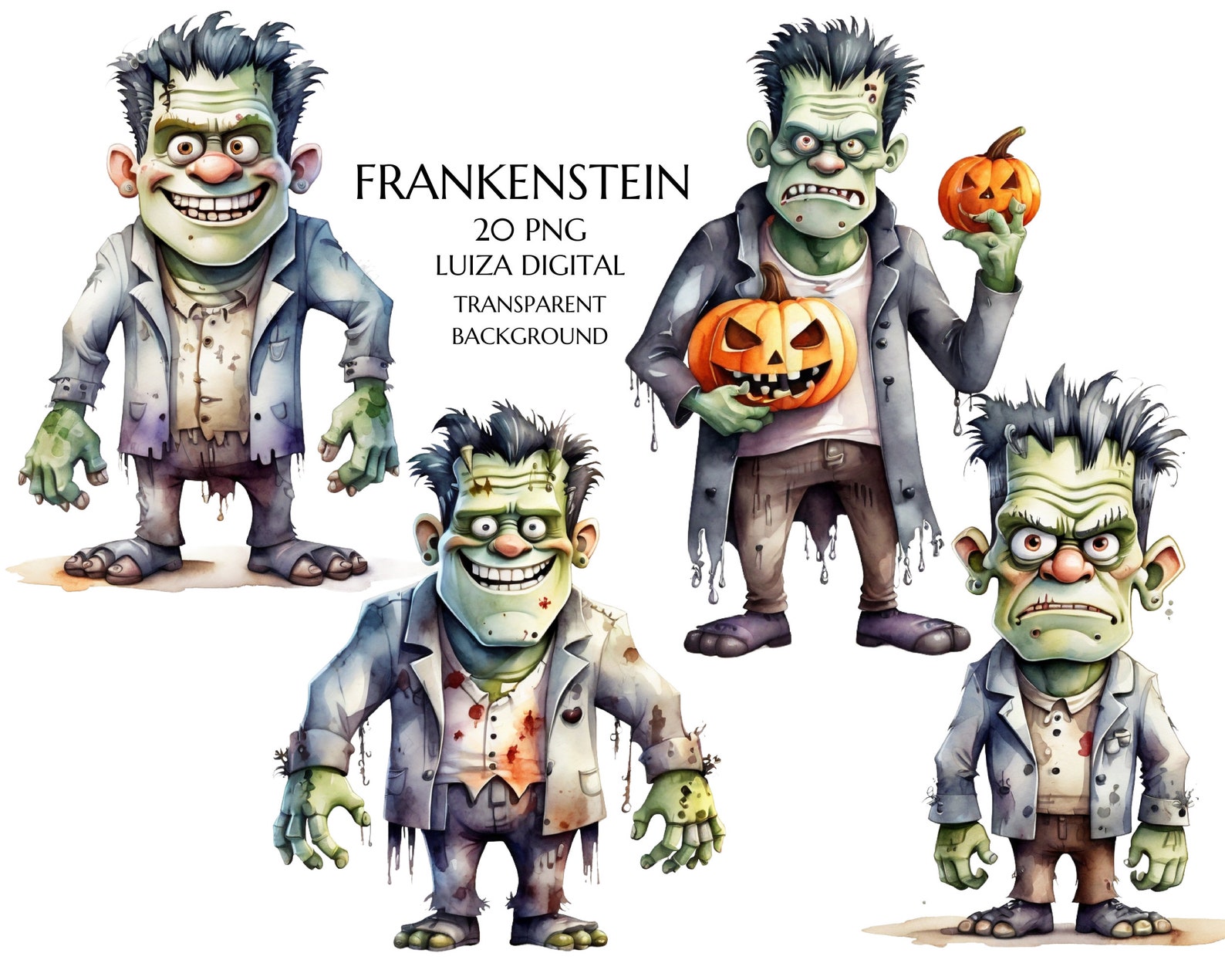 Frankenstein Clipart, Halloween Monster Clipart, Spooky Png, Gothic ...