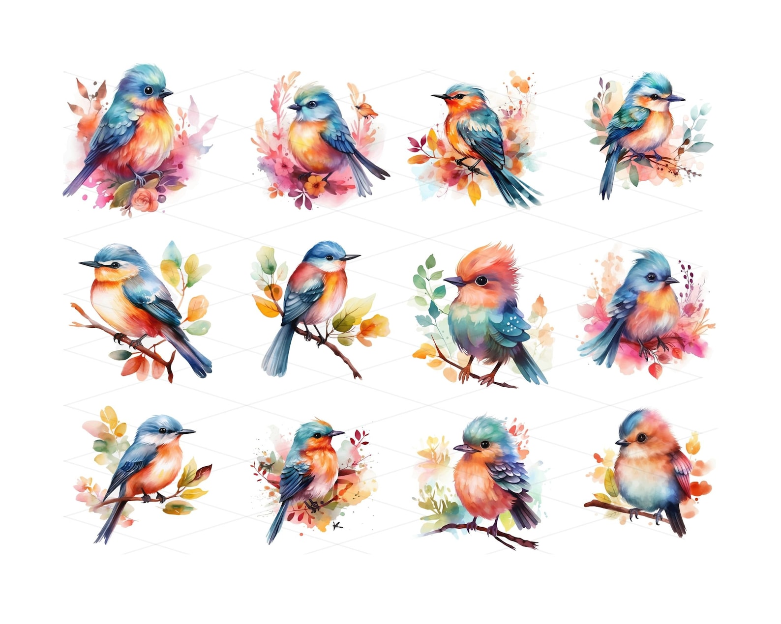 Watercolor Birds Clipart, Birds PNG, Card Making, Watercolor Clipart ...