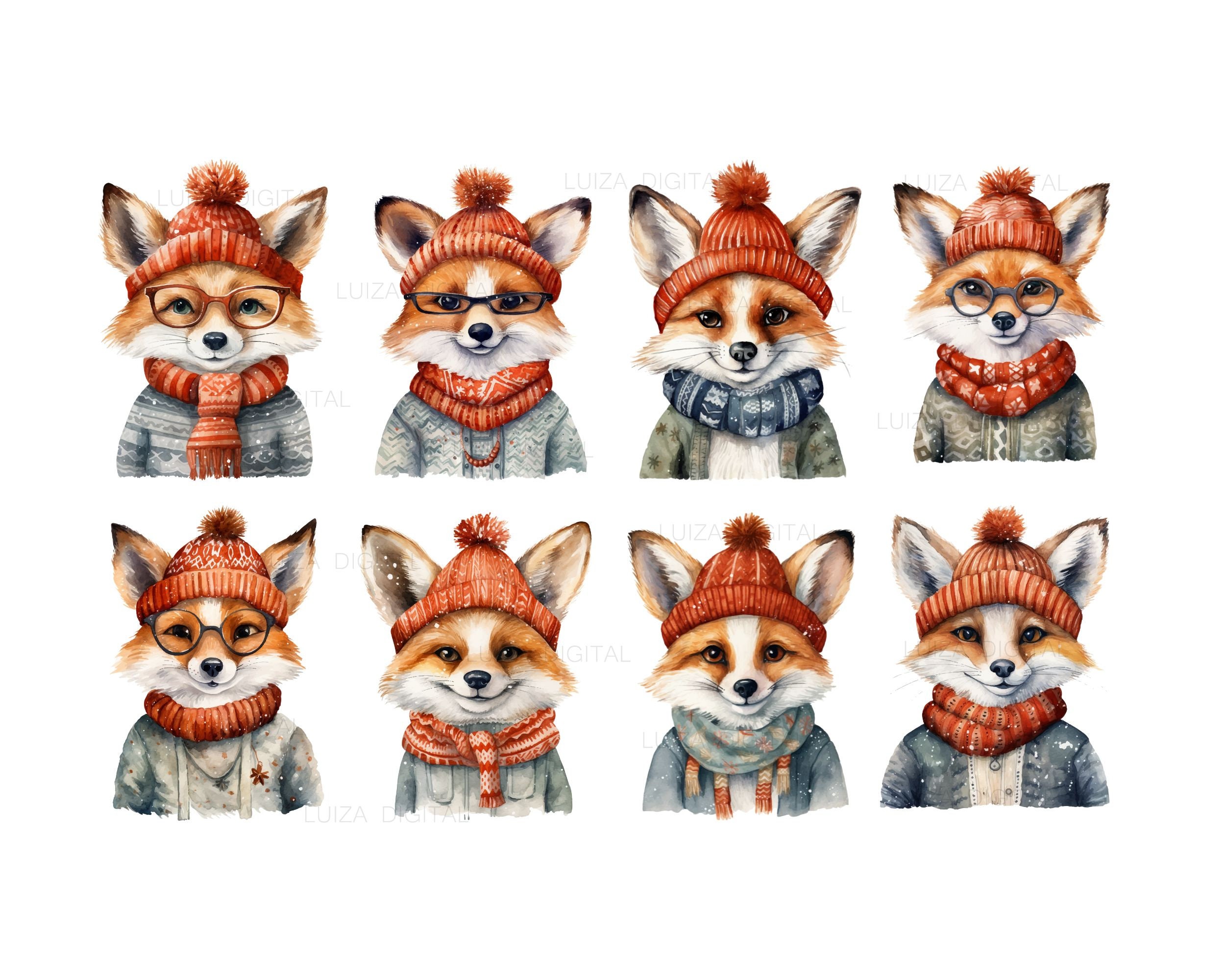 Watercolor Fox Clipart Woodland Animal Png Clipart Fall - Etsy