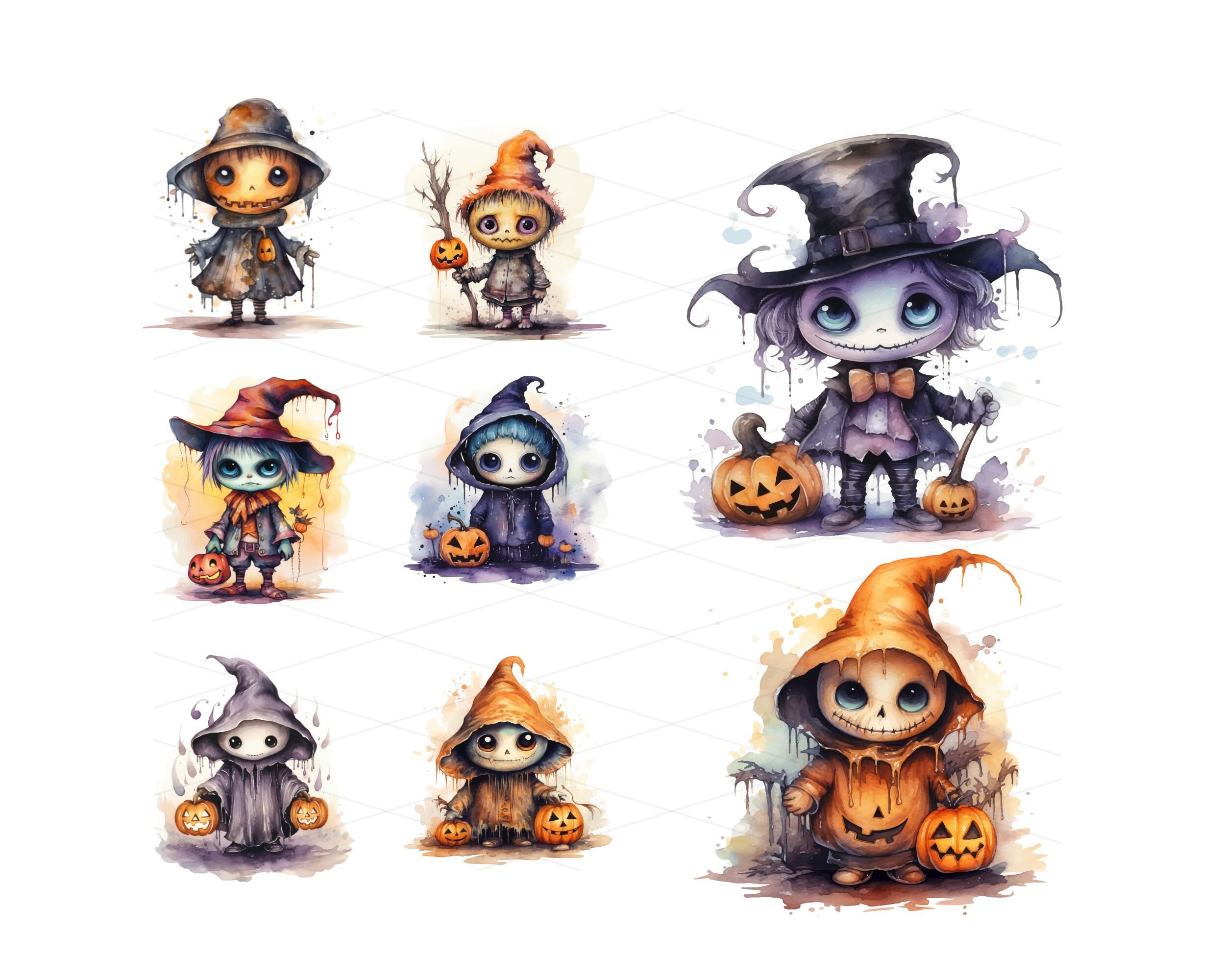 Watercolor Halloween Clipart, Cute Halloween, Pastel Halloween Clipart ...