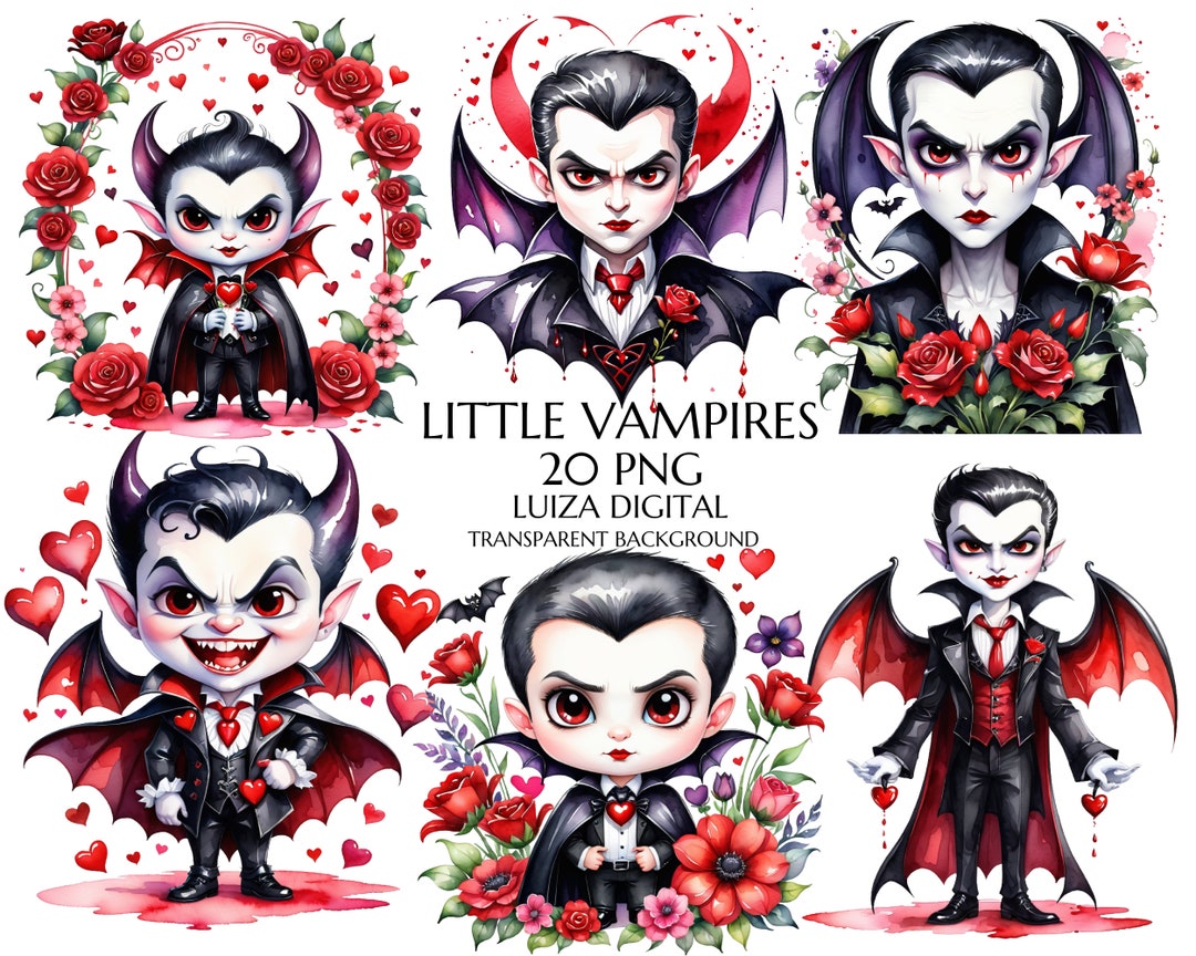 Watercolor Bloody Valentine Clipart, Vampire Valentines Day Clip Art ...