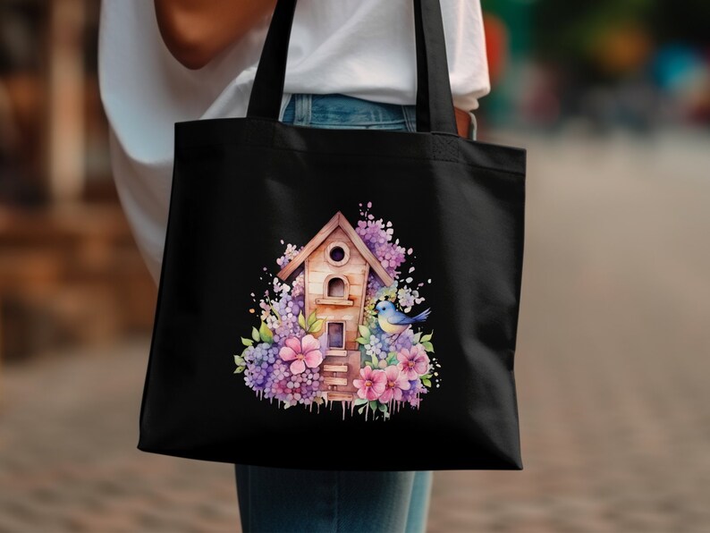 Watercolor Bird Houses Clipart, Springtime Cute Birdhouses and Flowers ...