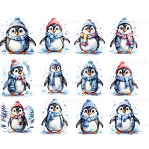 Christmas Penguin Clipart Bundle, Digital Download, Commercial Use ...