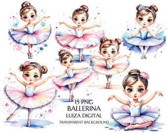 Ballerina Clipart, Cute Ballet Clipart, Watercolor Pink Ballerina, Tutu ...